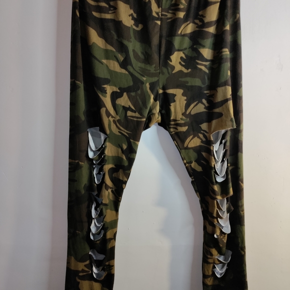 Pants & Jumpsuits | Army Fatigue Design Plus Size Tights With Slits ...